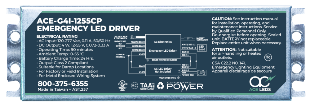 ACE LEDS: 4 Watt Constant Power Emergency LED Drivers