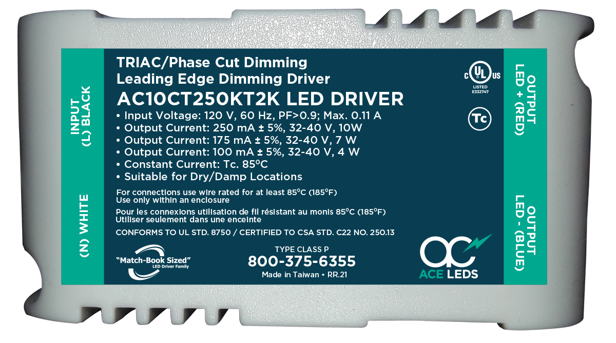 10 Watt Triac/Phase Cut Constant Current Match-Book Sized LED Driver