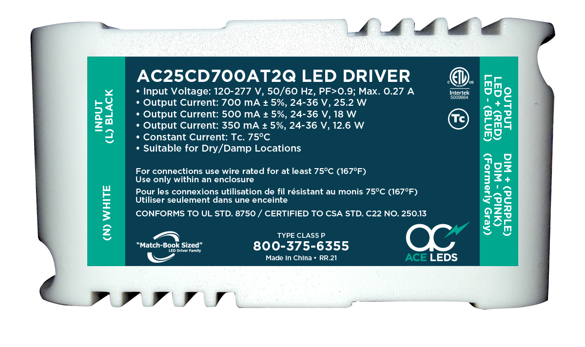 25 Watt 0-10V Dimming Constant Current Match-Book Sized LED Drivers