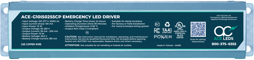 High Output Voltage UL Non-Class 2 Emergency LED Drivers