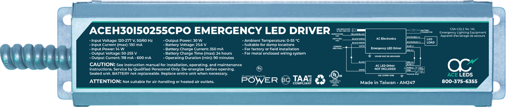 High Output Voltage UL Non-Class 2 Emergency LED Drivers